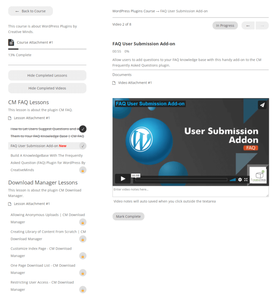 Superb Video Lessons Manager and LMS Plugin for WordPress